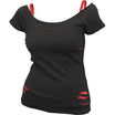 URBAN FASHION - 2in1 Red Ripped Top Black – Spiral USA