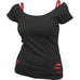 URBAN FASHION - 2in1 Red Ripped Top Black – Spiral USA